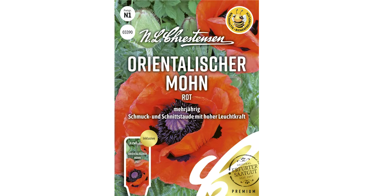 Orientalischer Mohn-Samen, Papaver orientale, rot - 1A Garten Ammer