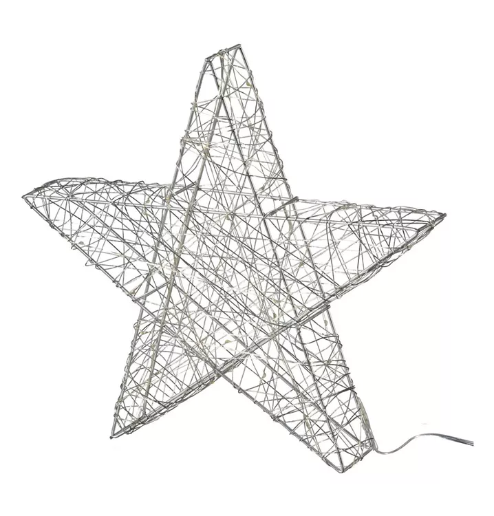 Draht Stern 3D LED 30cm silber, Mit 6 Stunden Timer; Batteriebetrieben ...