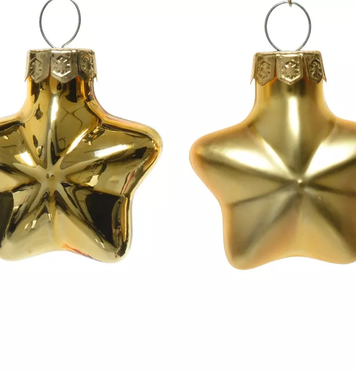 Sterne Glas 4cm gold, Glanz / matt mix; 12 Stück - 1A Garten Ammer