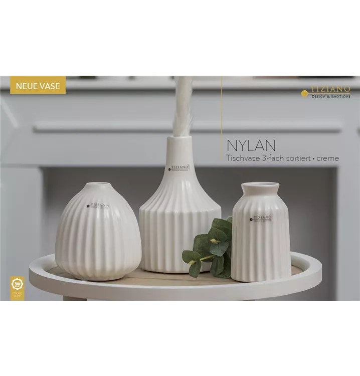 Vase Nylan bauchig weiß-creme, Tiziano Keramik, Dekoartikel Online und ...