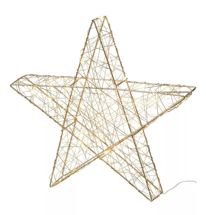 Draht Stern 3D LED 30cm gold, Mit 6 Stunden Timer; Batteriebetrieben ...